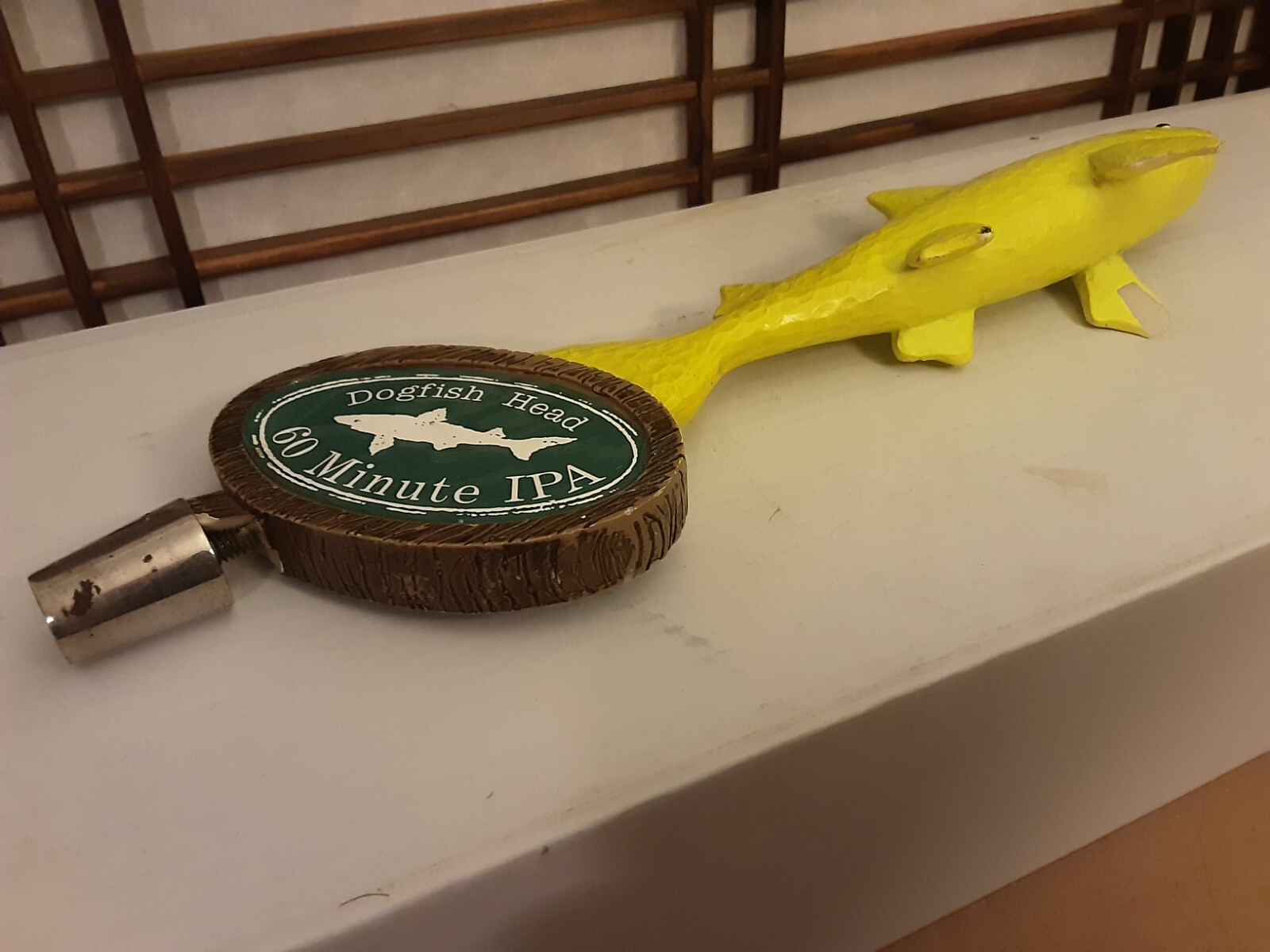 Dogfish Head 60 Minute IPA Logo Yellow Shark Fish 11-1/2" Tall Beer Tap ...