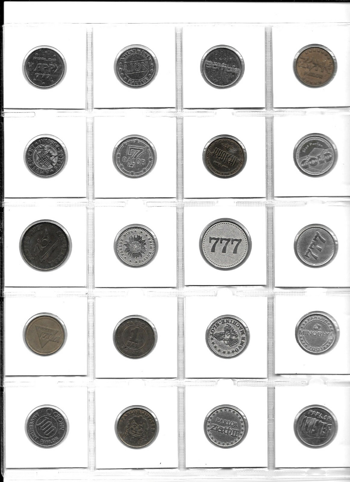RARE COLLECTION OF 32 PARLOR World Tokens in Coin Holders. 1E.1 | eBay