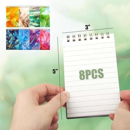 8PCS Mini Spiral Notepads, 3x5inch Marbleize Spiral Pocket Notebooks ...