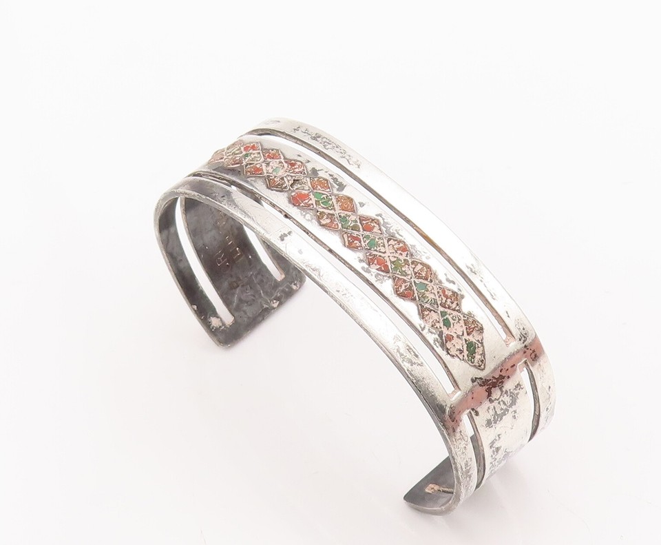925 Sterling Silver Vintage Bracelet CRITCHELL NAVAJO Crushed Turquoise ...