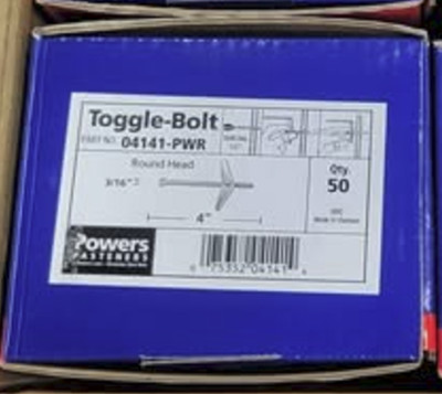 Powers Fasteners Toggle-Bolts 3/16" X 4" 04141 NEW | eBay