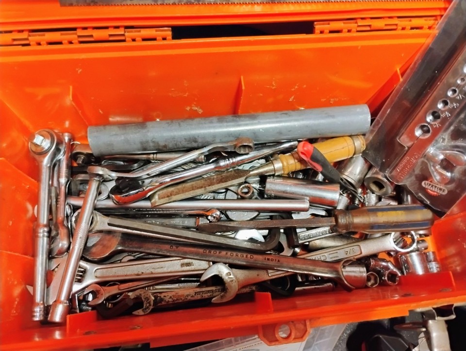 Vintage Tool boxes With Various Mechanic Tools Sockets Wrenches Other ...