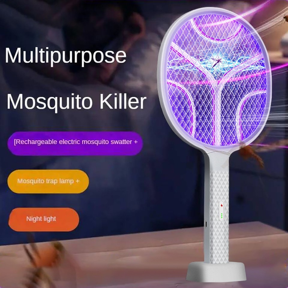 Electric Fly Insect Bug Zapper Bat Racket Swatter USB Mosquito Wasp ...