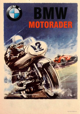 Vintage German BMW Motorader Poster Print | eBay