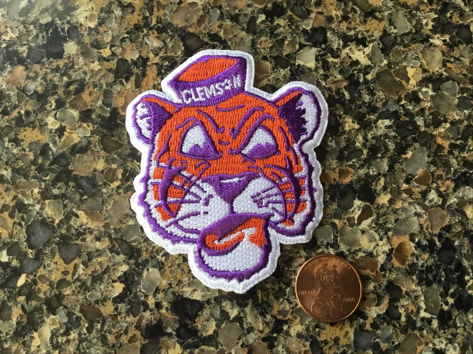 Clemson University tigers VINTAGE EMBROIDERED IRON - Sew ON PATCH 3" x ...