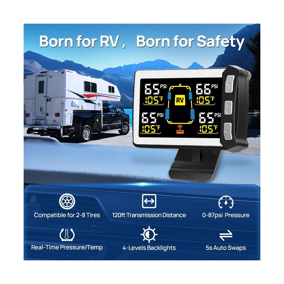 RV/Trailer Tire Pressure Monitoring System, Tire Pressure Monitor with ...