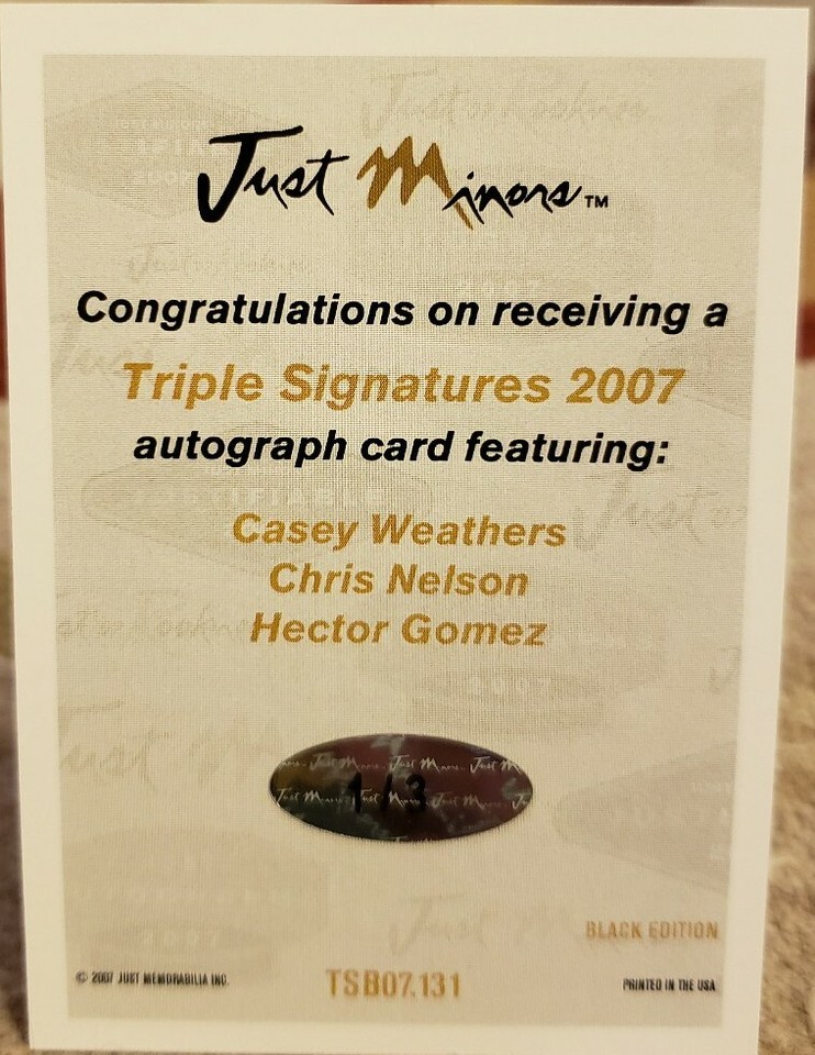 Casey WEATHERS Hector GOMEZ Chris NELSON 2007 TRIPLE Rookie AUTO ...