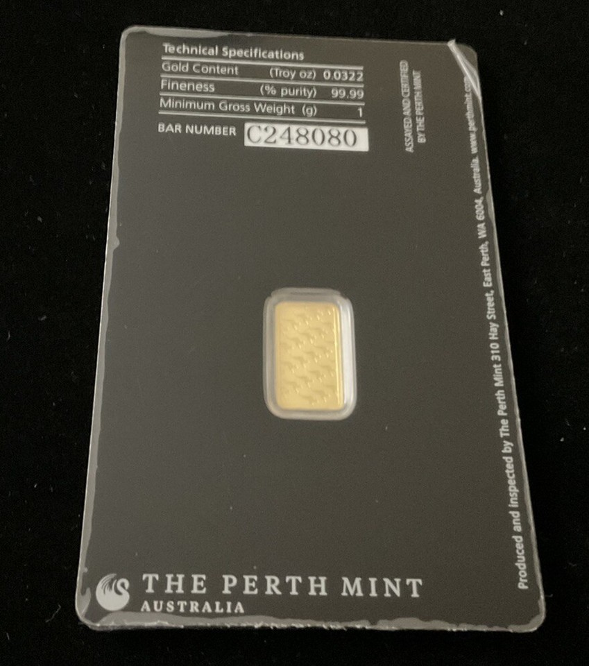 One Gram Gold Perth Mint Bar In Assay #C248080 - Round Money Coin Shop ...