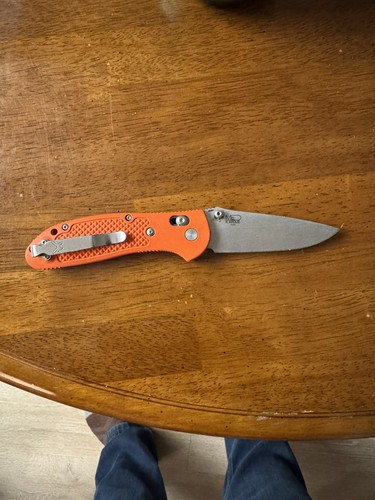 Benchmade 551 Custom S90V 3.45 inch Griptilian Axis Knife Orange Scales ...