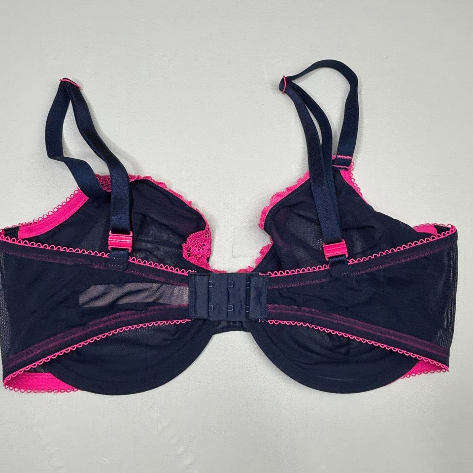 Victoria Secret Tease Bra 36DDD Unlined Demi Blue & Pink Underwire ...