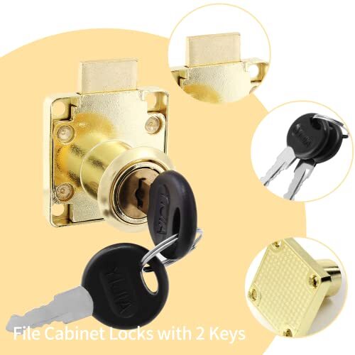 2 Pack File Cabinet Locks with Key 7/8 Inch / 22mm Cylinder Length ...