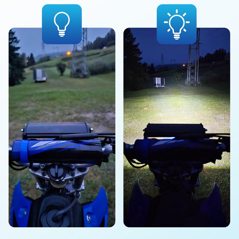 Led Headlight Light Bar Lighting Kit Driving Lamp For 7/8” Handlebars ...