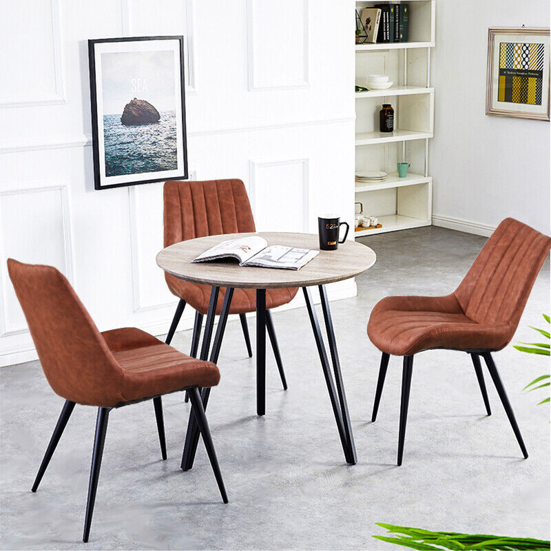 2 Pcs Faux Leather PU Padded Dining Chairs Kitchen Dining Room Chair ...