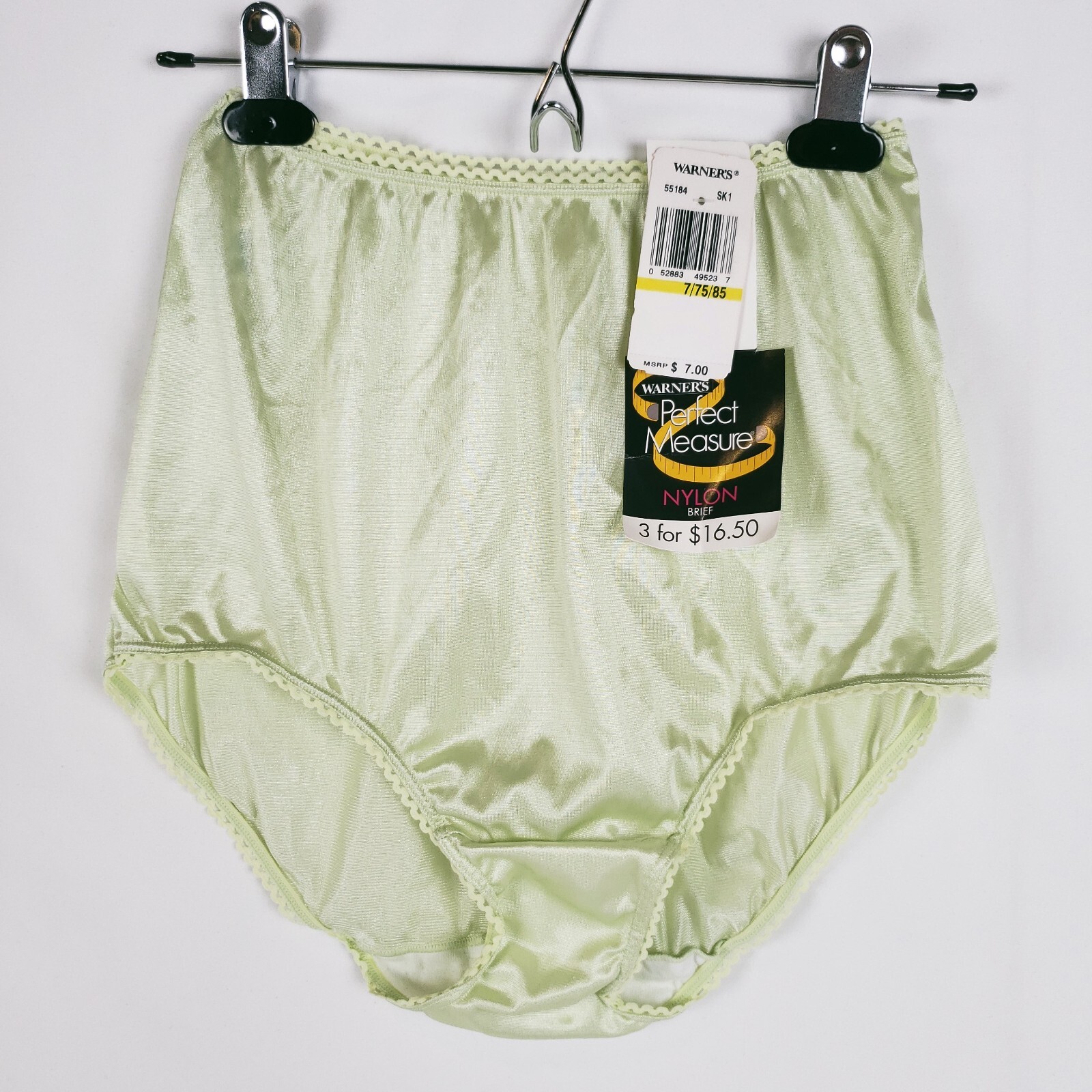 Vtg Warners Perfect Measure Nylon Brief Panty Womens 7 Green Granny ...