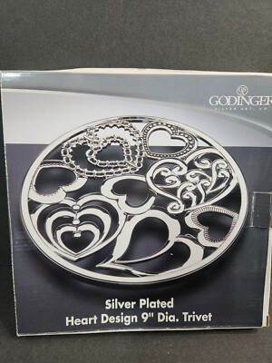 Godinger Silver Art Co. Silver Plated Trivet 9" Heart Design Still in ...