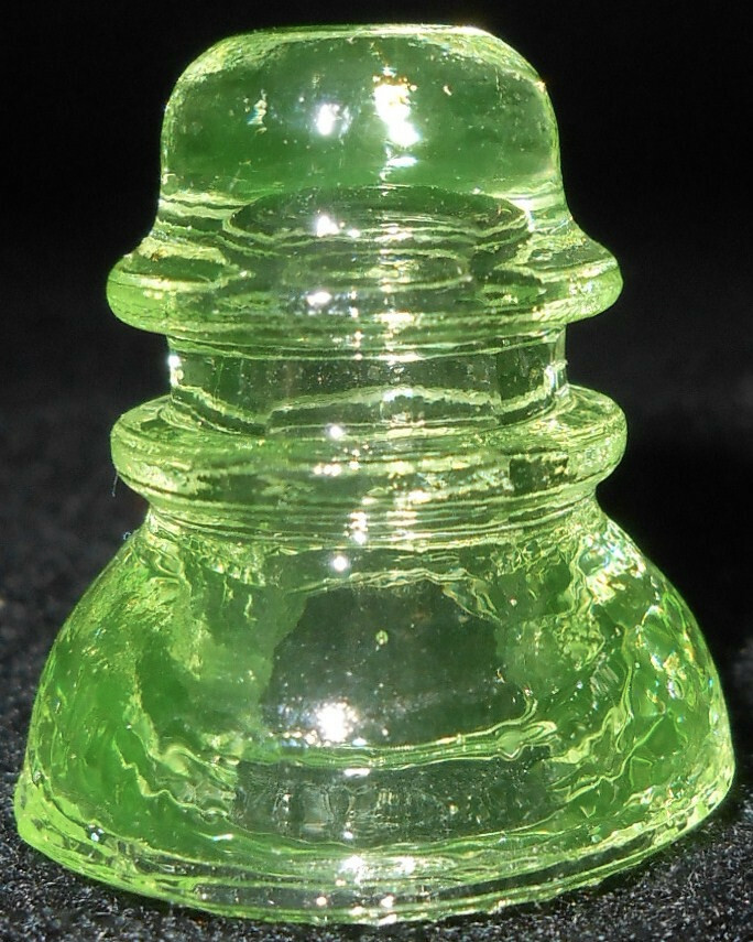 Green Vaseline glass mini #42 hemingray insulator neon uranium yellow ...