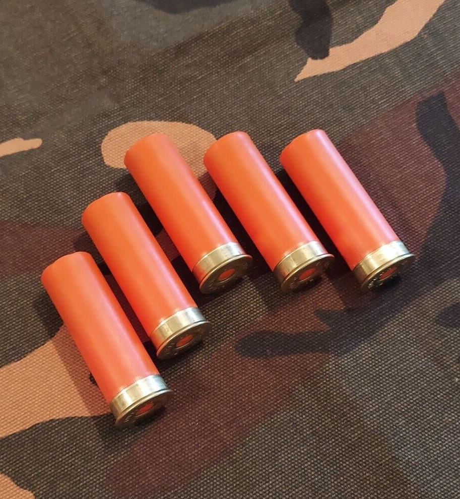 12 GAUGE 2 3/4" SNAP CAPS DUMMY TRAINING ROUNDS SET OF 5 "SAFETY ORANGE ...
