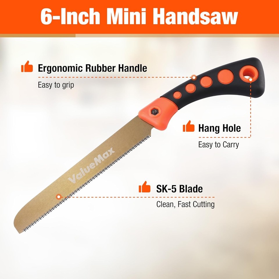 Small Hand Saw, 6-Inch Pull Saw with Non-Slip Comfortable Handle, Mini ...