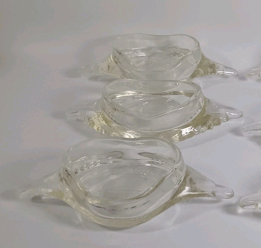 Vintage Glasbake Dish Crab Shaped Set 6 Clear Deviled Crab Dish Butter ...