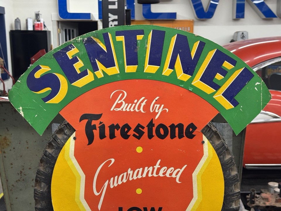Sentinel Firestone Tire Display Stand w/Sign Gas Oil | eBay