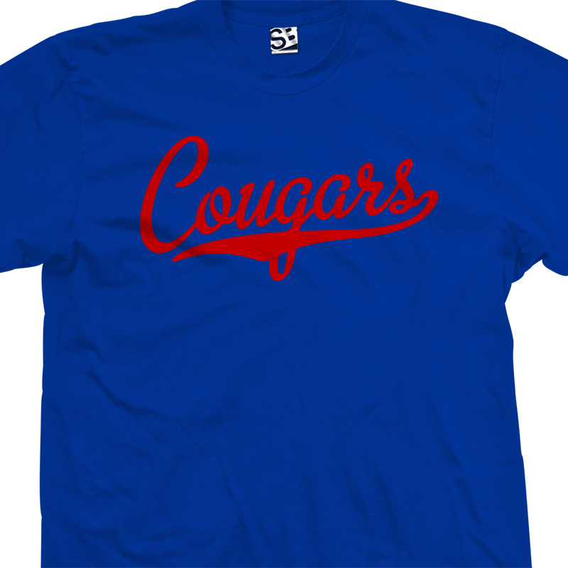 Cougars Script Tail Shirt | High School Sports Football Team | All Size ...