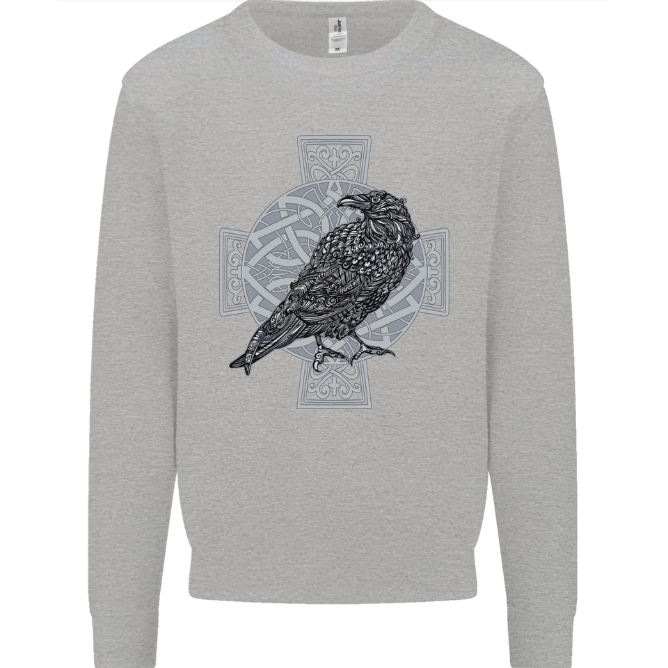 Odin Celtic Raven Viking Tattoo Cross Runic Kids Sweatshirt Jumper ...