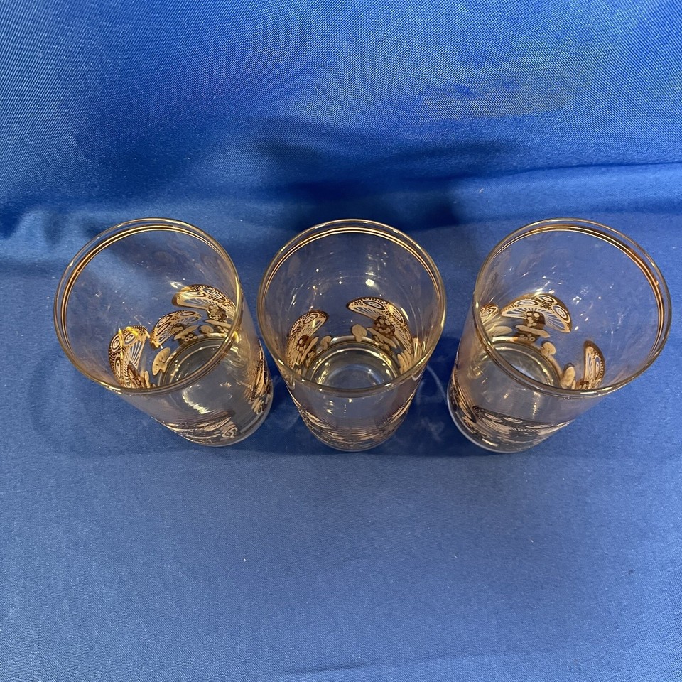 Vintage 3 Signed MCM 22k Culver Mushroom Barware Bar Highball Cocktail ...