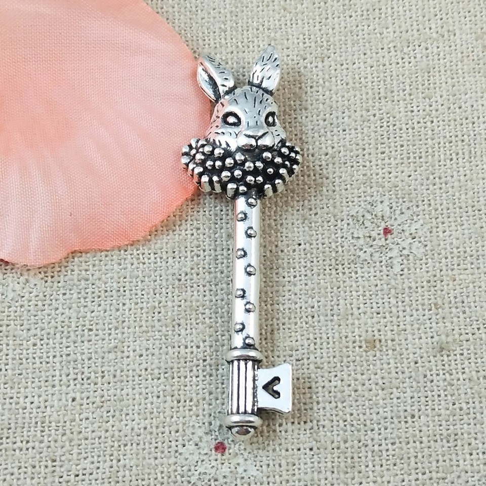 Free Ship 30 Pcs Tibetan Silver Rabbit Key Charms Pendant 51X16MM L ...