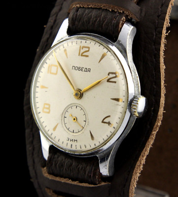 1957 Old Vintage POBEDA ZIM 2602 15 Jewels Soviet Mechanical Wristwatch ...