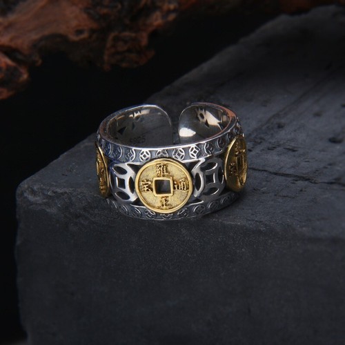 L27 Ring Five-Emperor-Coins Feng-Shui Symbol Sterling Silver 925 ...