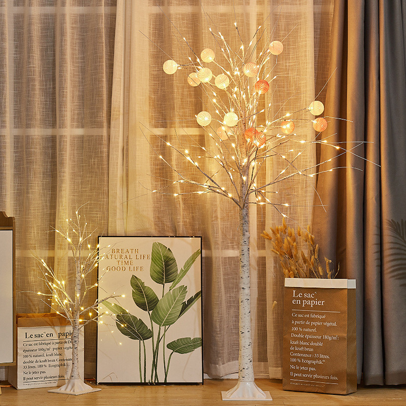 90CM LED Twig Birch Table Tree Lights Up Holiday Xmas Party Branch Lamp ...
