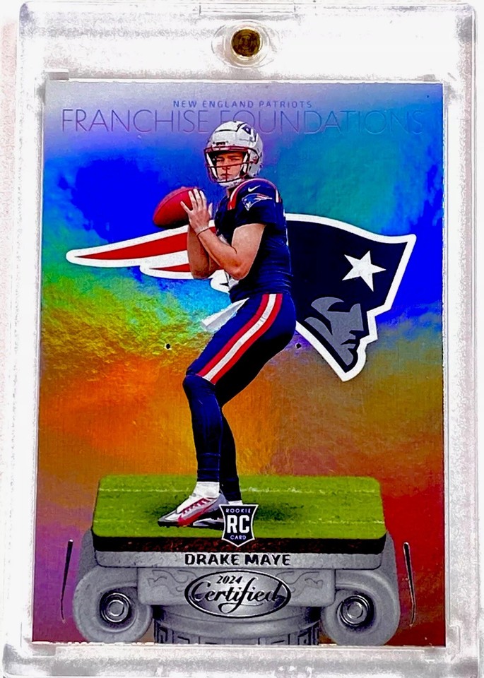 Drake Maye RARE ROOKIE RAINBOW FOIL REFRACTOR INVESTMENT SSP PANINI ROY ...
