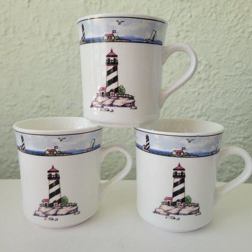 Totally Today Coastal Lighthouse Nautical Coffee Mugs Tea Cups Lot of 3 ...