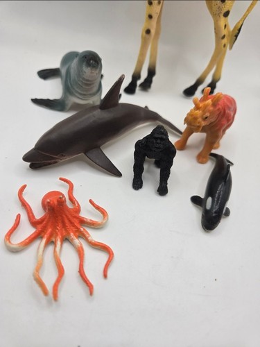 Lot of 7 Animal Figures – Giraffe, Dolphin, Seal, Gorilla, Rhino ...