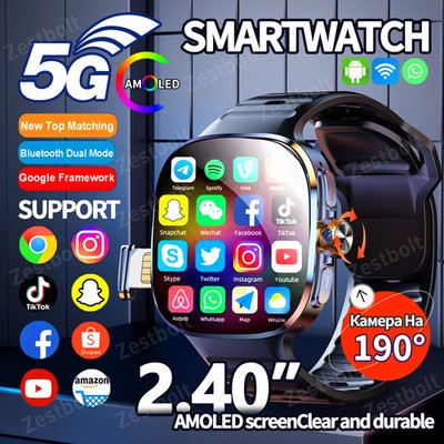 M99 4G 5G LTE Android 10.0 Smartwatch 2.4Inch Large Amoled Screen Game ...