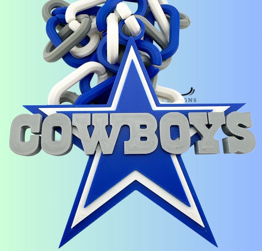 Dallas Cowboys Extra Large 3D Printed Fan Necklace Bold Chain Links 4 ...
