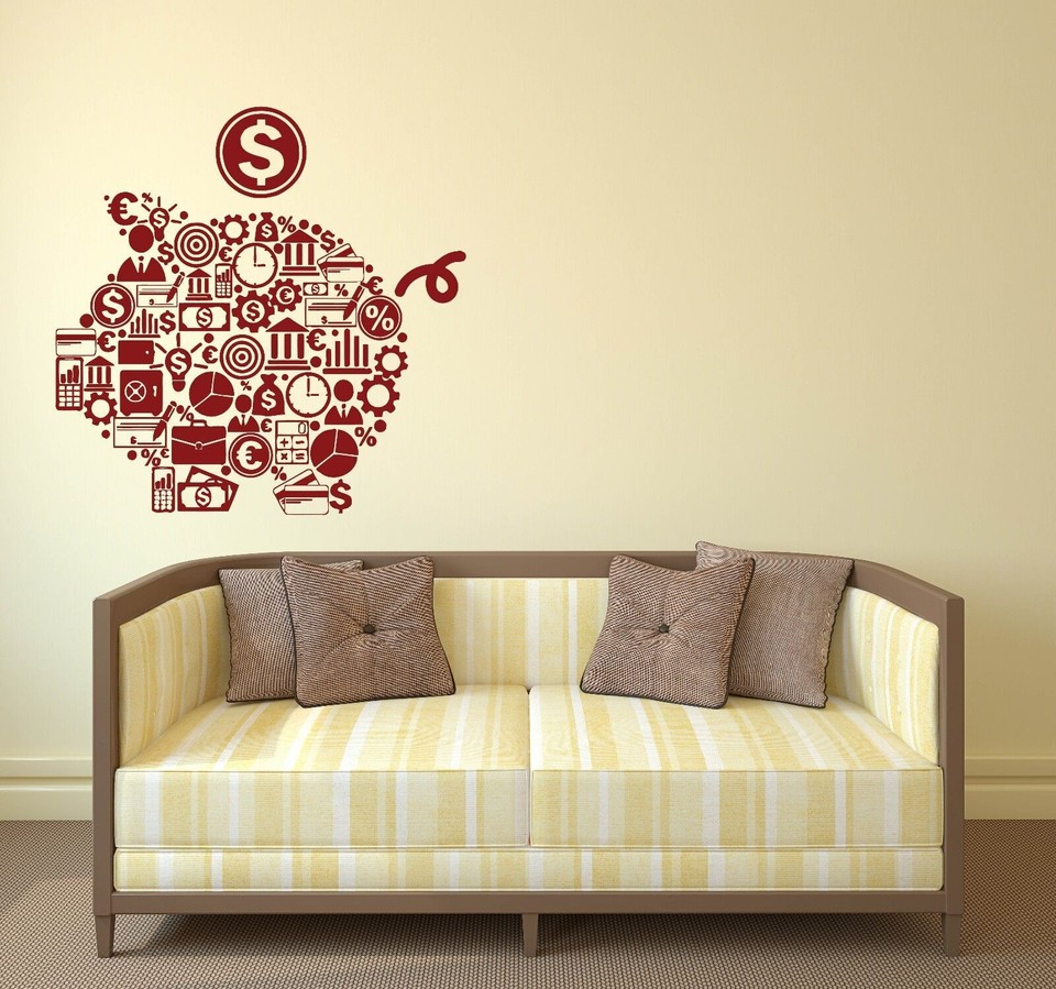 Wall Stickers piggy bank symbols business world money Vinyl Decal (n541 ...