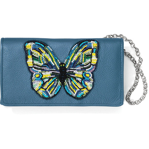 NWT Brighton CRYSTAL POND WINGS Clutch Beaded Blue Butterfly Wallet ...