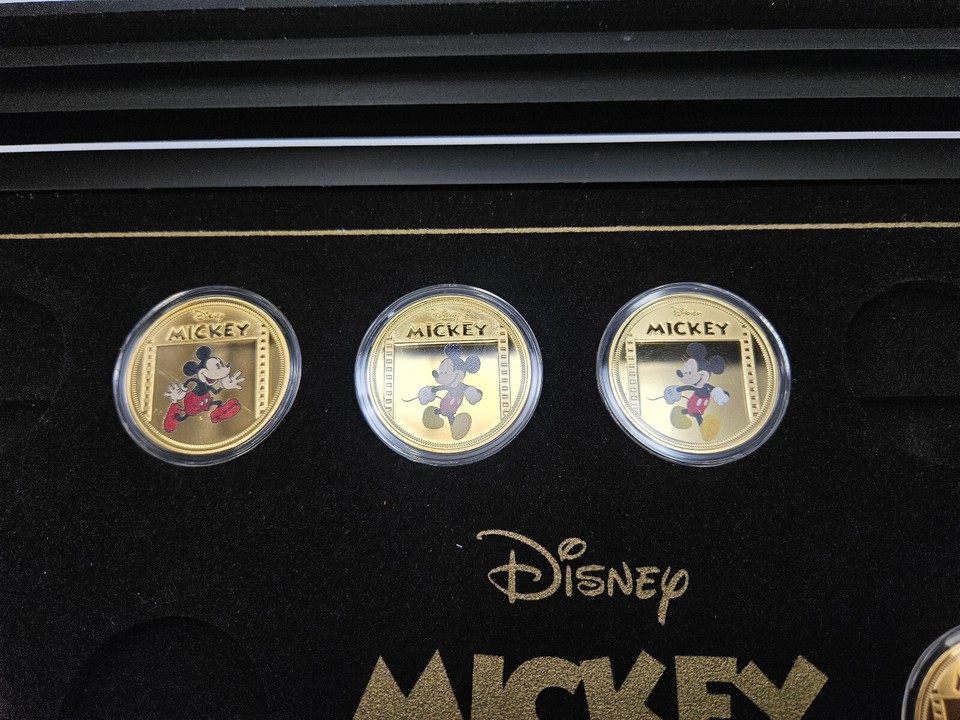 🌟 Bradford Exchange Mickey Mouse 24k Gold-Plated Proof 7-Coin Lot w ...