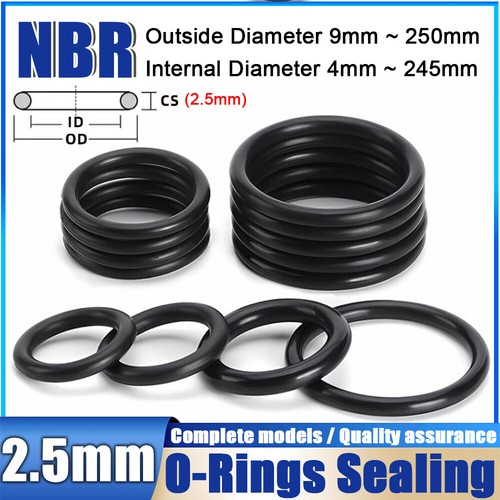 Nitrile Rubber NBR O-Rings Seals Cross Section 2.5mm, ID 4~245mm O Ring ...