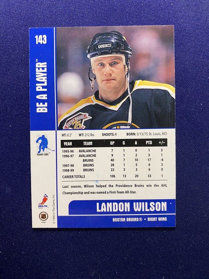 1999-00 BAP Memorabilia Hockey #143 Landon Wilson Autograph Boston ...