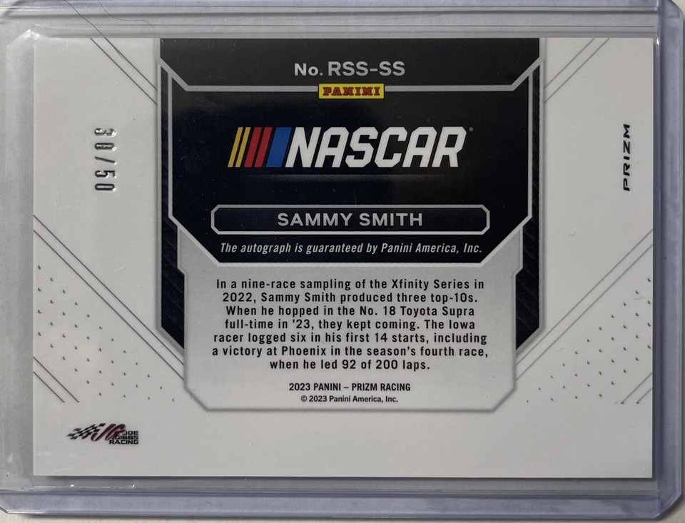 2023 Prizm Racing Checkered Flag Rookie Stripes Auto SAMMY SMITH /50 | eBay