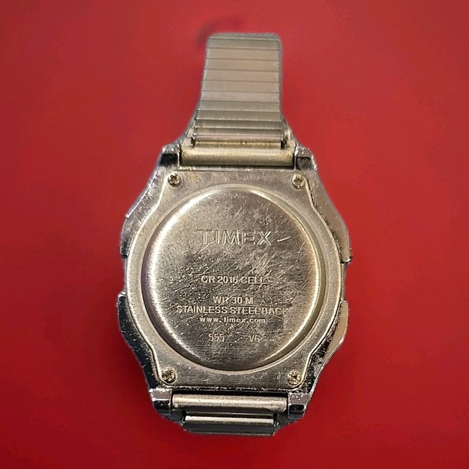 Vintage Timex Indiglo T78587 Mens Silver Classic Digital Chronograph ...