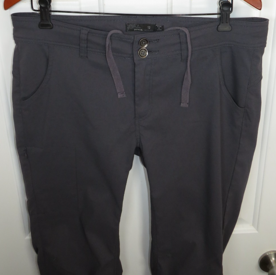 Prana Halle Pants Women's 12-REG Gray Convertible Roll Up Hiking ...