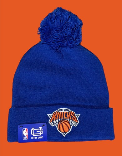 Modern Ultra Game NBA Blue New York Knicks Cuffed Pom Winter Beanie Hat ...