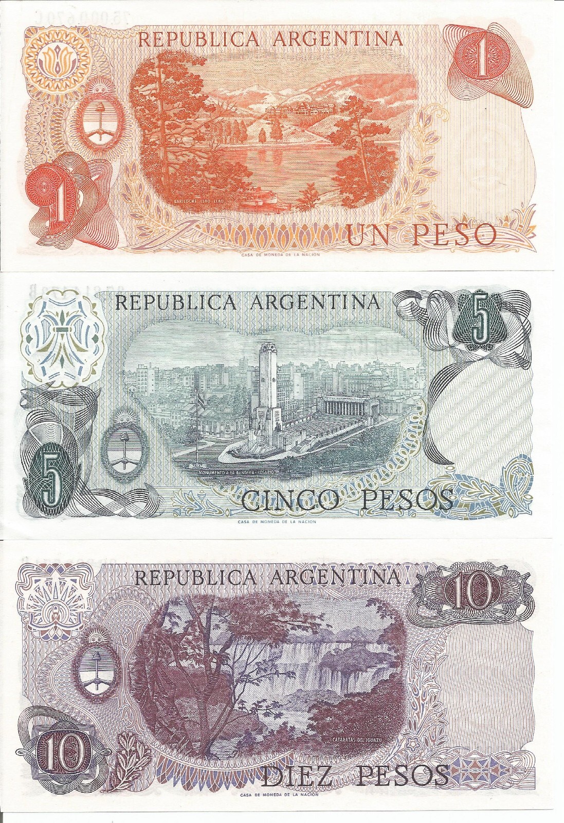 Argentina 1970-1973 3 Note Set 1, 5,10 Peso UNC Banknotes # 4 | eBay