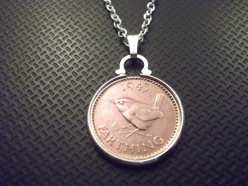 Farthing Bird Pendant & Silver Plated Necklace 1p piece UK Coin Any ...
