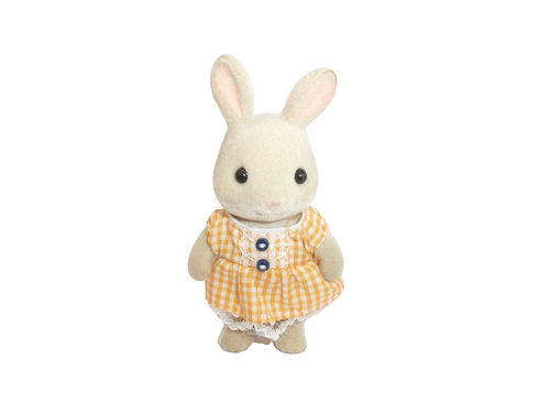 Calico Critters Sylvanian Families Milk Rabbit in Orange Gingham Dress ...