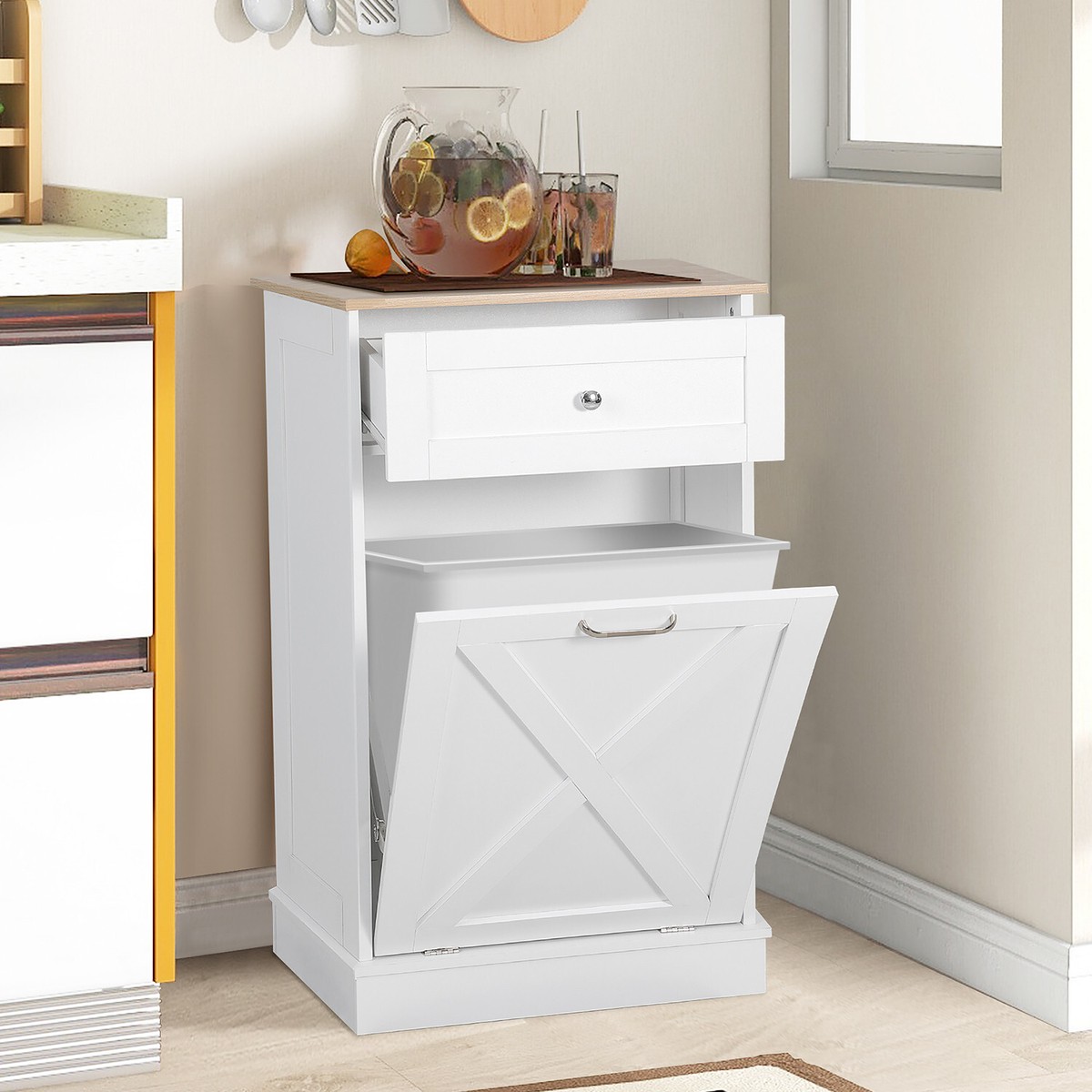 Trash Bin Storage Cabinet Tilt Out Trash Can Cabinet, 13 Gallon