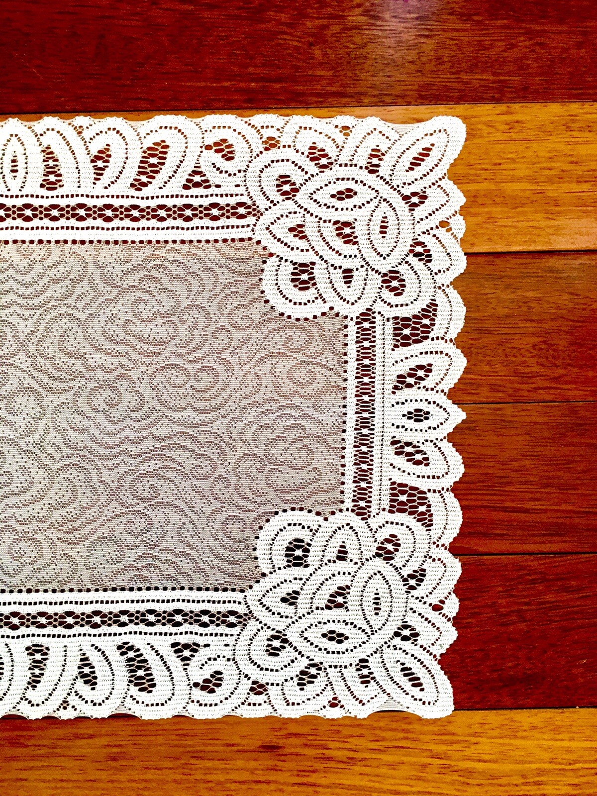 Heritage Lace Rectangular Polyester White Sheer Battenburg Design ...